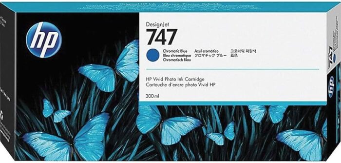 HP 747 Chromatic Blue Ink Cartridge, 300 ml (P2V85A) - Commercial ...